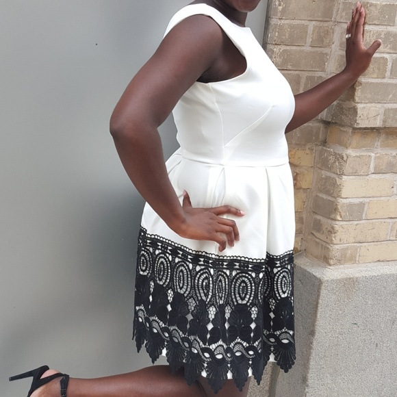 ASOS | Dresses | Closet Pleated Skater Dress W Contrast Lace Appli ...